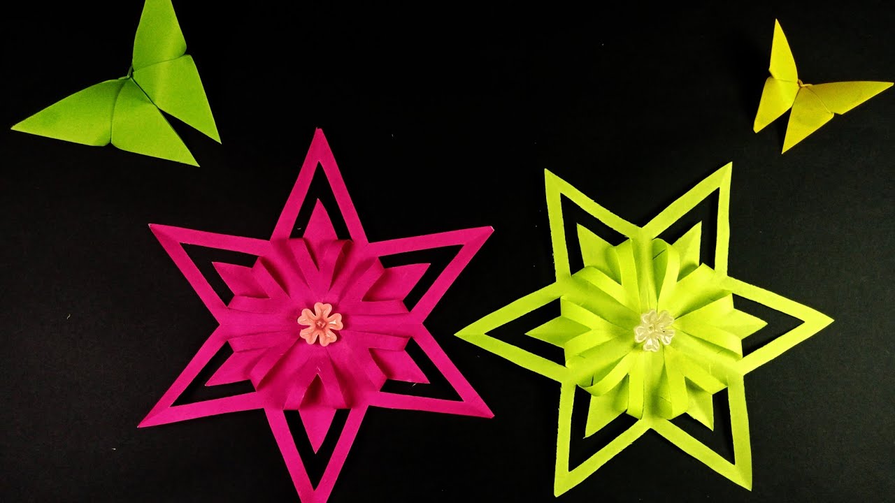 How to make paper star flower | origami paper craft 3 | #howtomake # ...