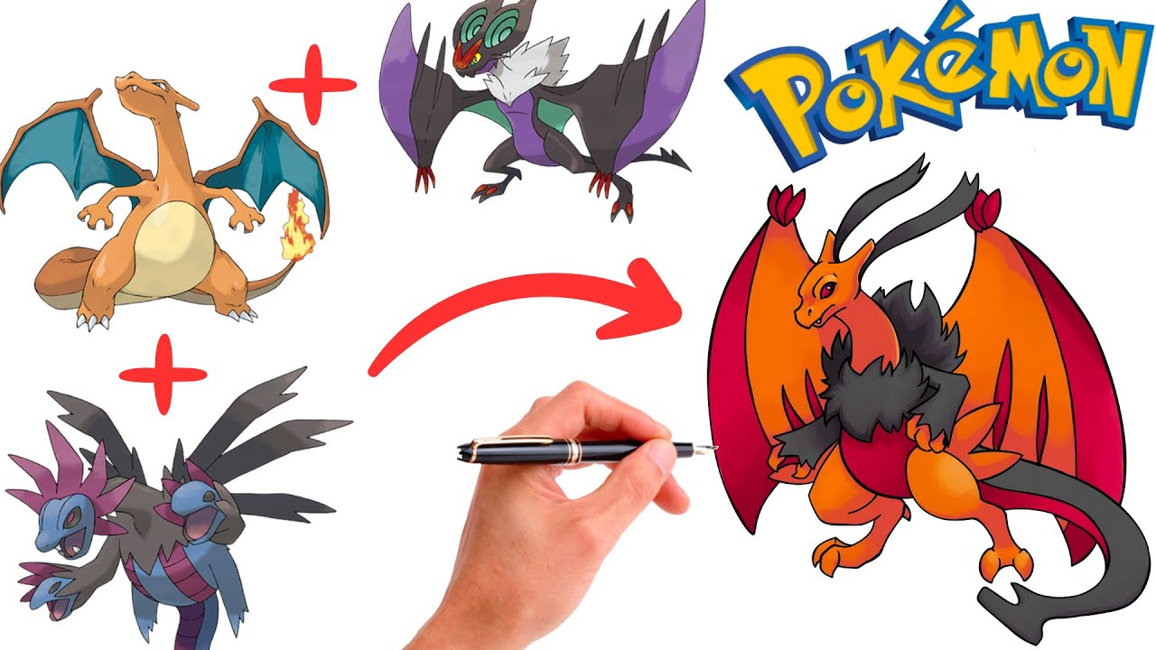 How To Draw CHARIZARD, HYDREIGON, and NOIVERN FUSION POKEMON | Pokemon ...