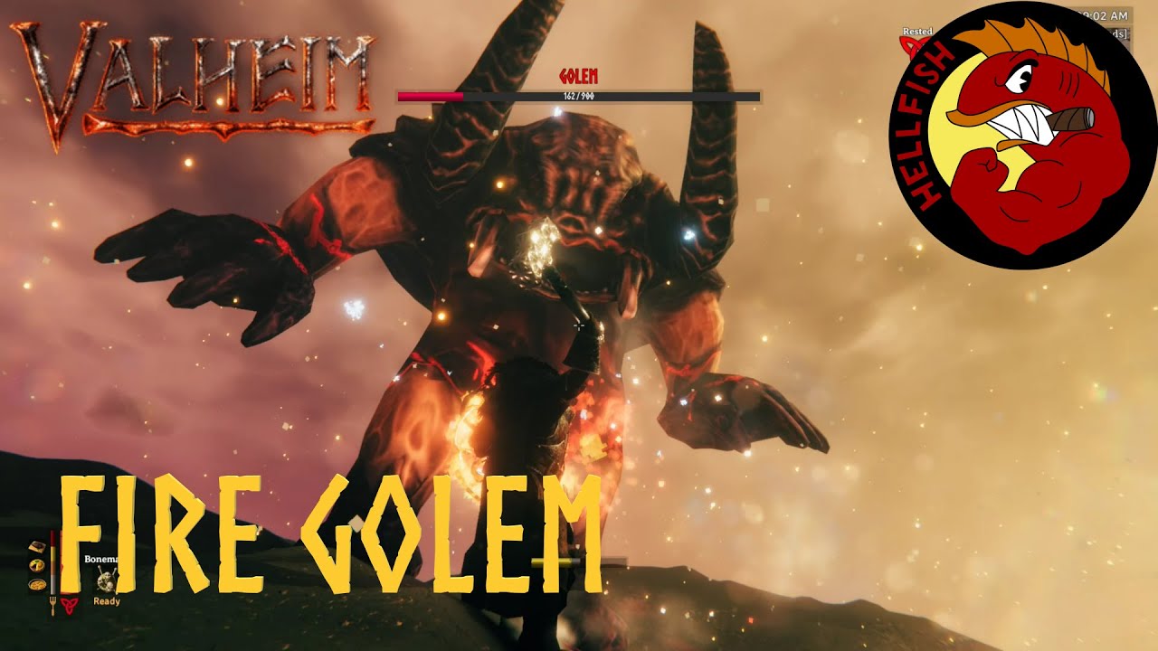 Valheim | Ashlands Miniboss - Fire Golem (MonsterMash mod) - YouTube