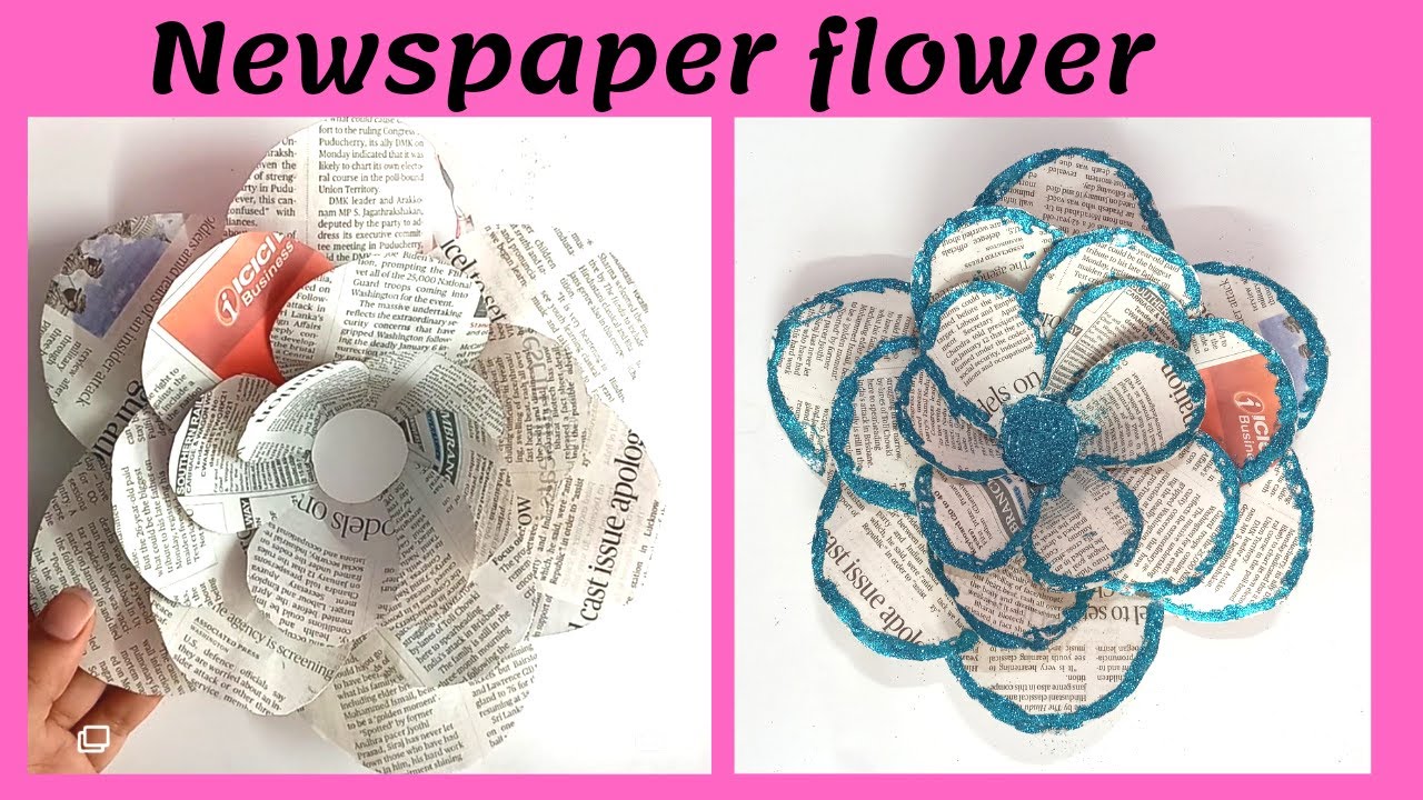 How to make newspaper flower |DIY newspaper flower - YouTube