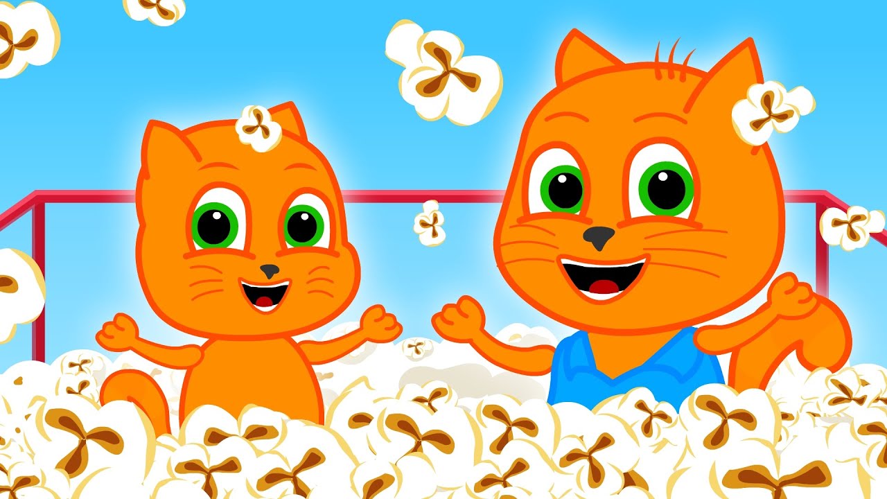 Cats Family in English - Popcorn Pool Cartoon for Kids - YouTube