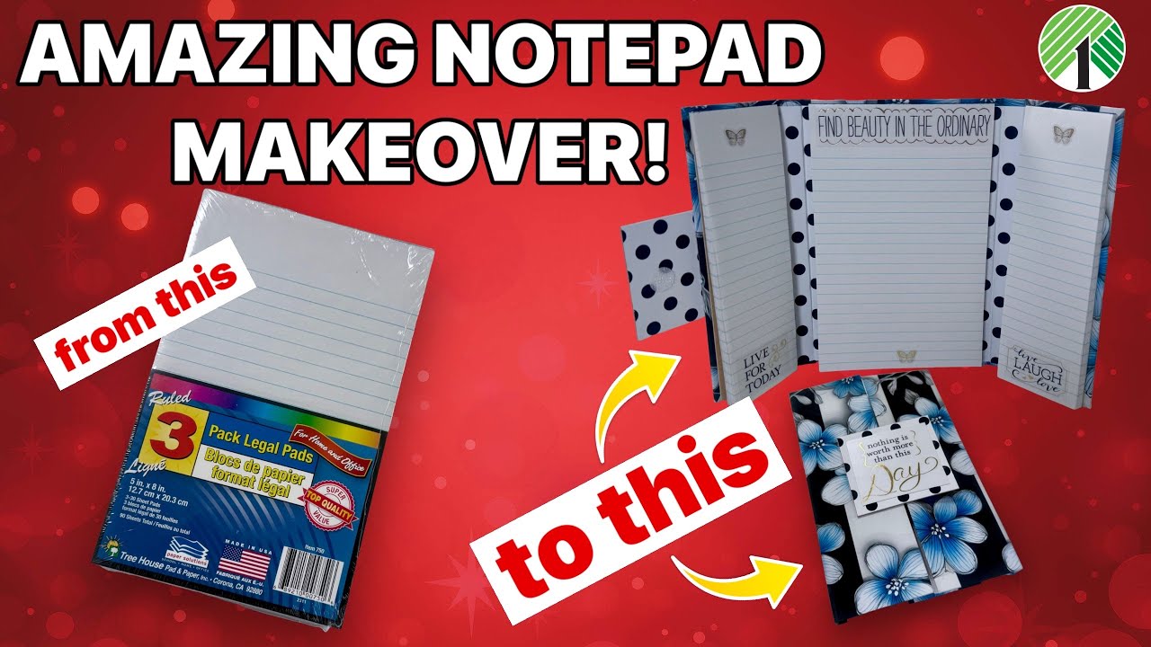 🌟UNBELIEVABLE🌟Dollar Tree Notepad Makeover! SIMPLY THE BEST TUTORIAL ...