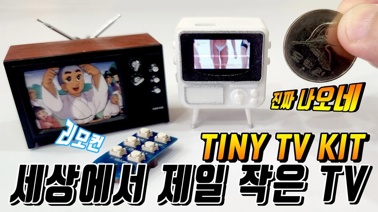 동전보다 작은 화면!세상에서 가장 작은 작동되는 TV,리모컨에 커스텀까지! 타이니티비,tiny tv kit,미니티비,mini ...