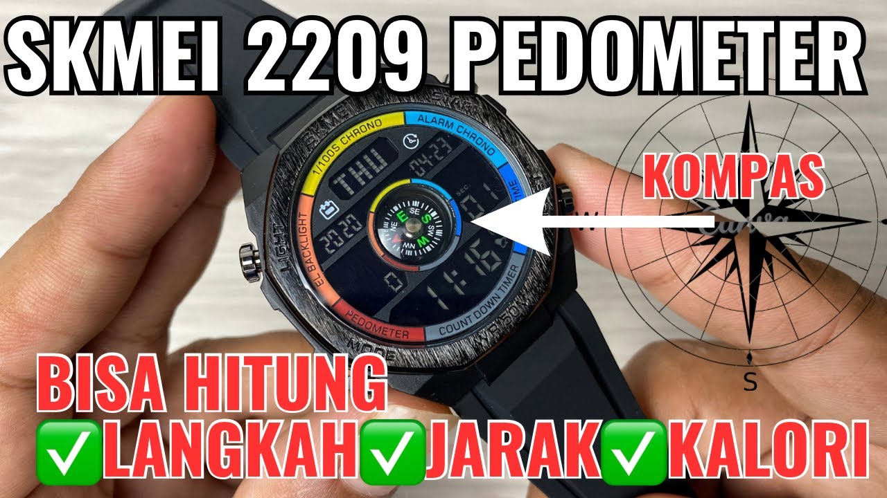 SKMEI 2209 FITUR PEDOMETER & KOMPAS PLUS CARA SETTING WAKTU - YouTube