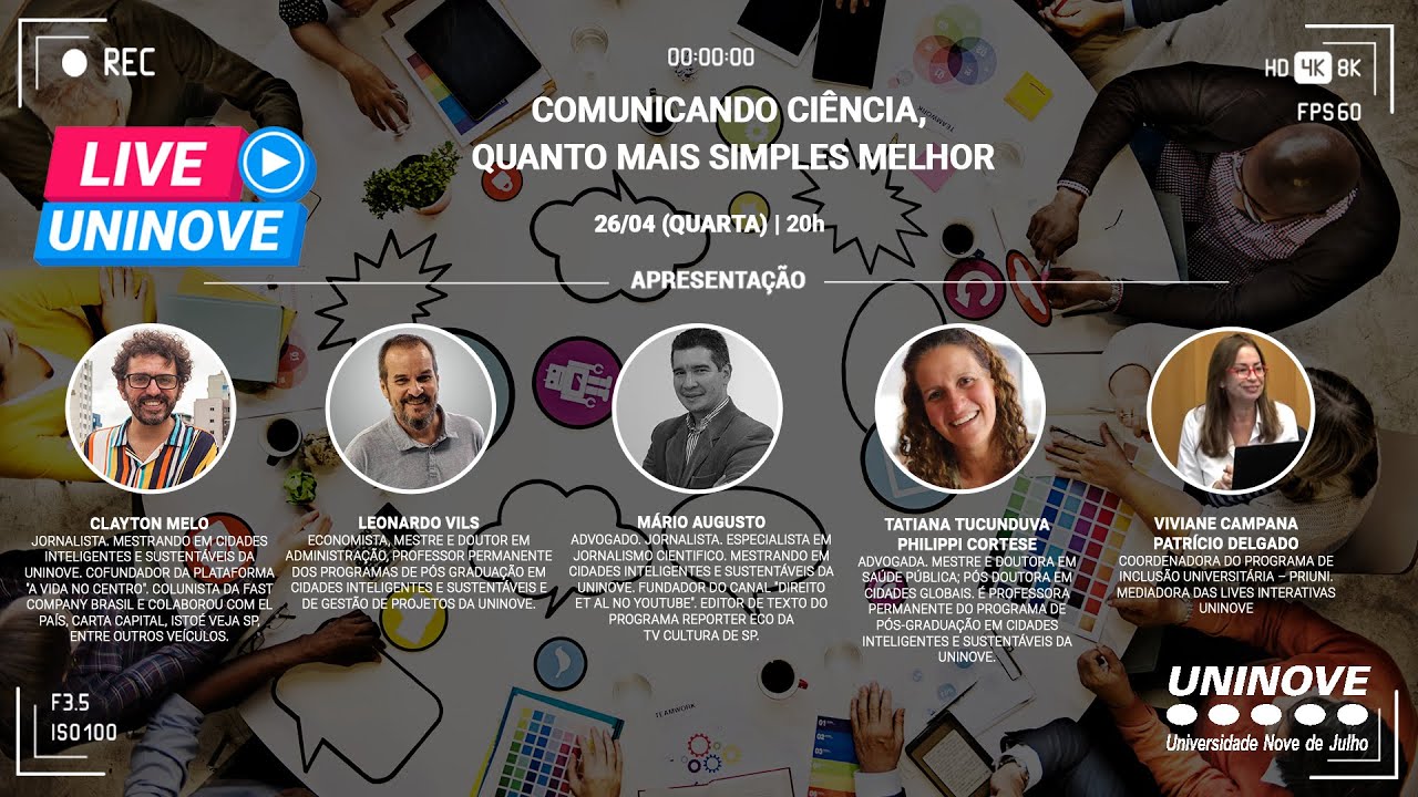 UNINOVE LIVE - COMUNICANDO CIÊNCIA, QUANTO MAIS SIMPLES MELHOR - YouTube