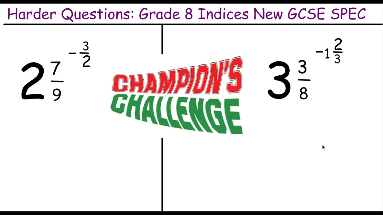 Indices (Part 1) GCSE Grade 8 questions New Specification GCSE - YouTube