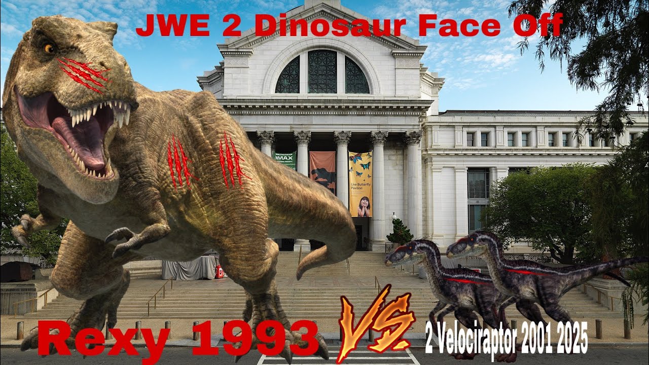 JWE 2 Dinosaur Face Off Rexy 1993 vs Velociraptor 2001 2025 - YouTube