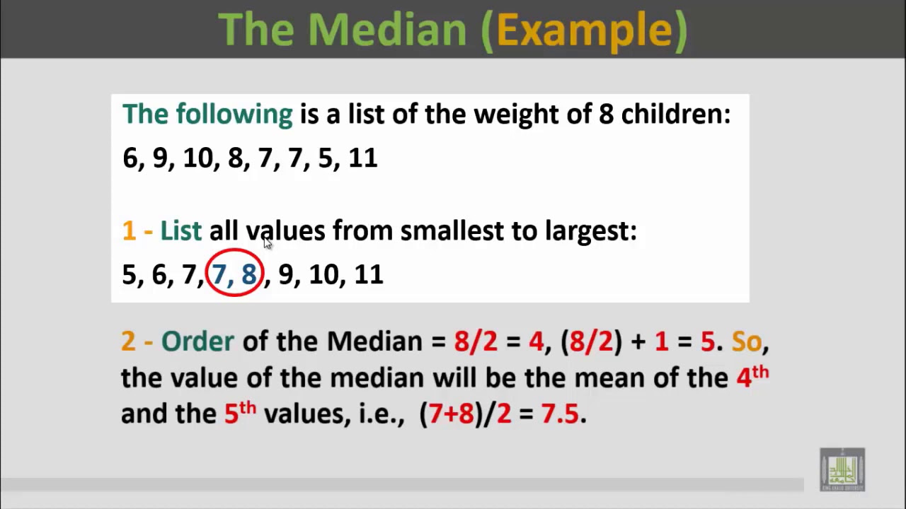 Mean Median Mode الوسط الحسابي الوسيط المنوال Youtube