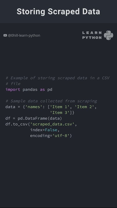 Storing Scraped Data in Python #pythonlearning #programming #coding #pythoncoding #python - YouTube
