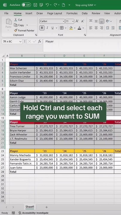STOP using SUM in Excel! Use this shortcut instead! #shorts #short #viral #fyp #excel - YouTube