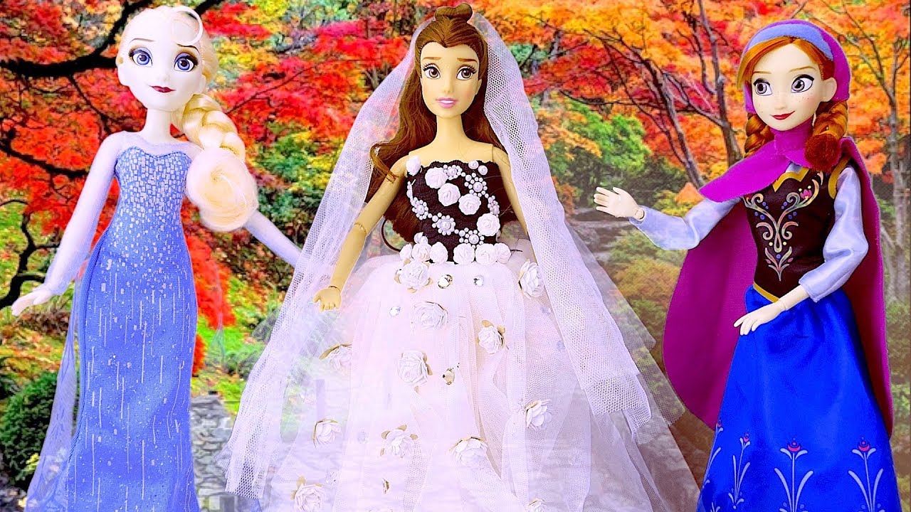 Disney Princess Belle DRESS UP in Real Princess Bridal Dress - YouTube