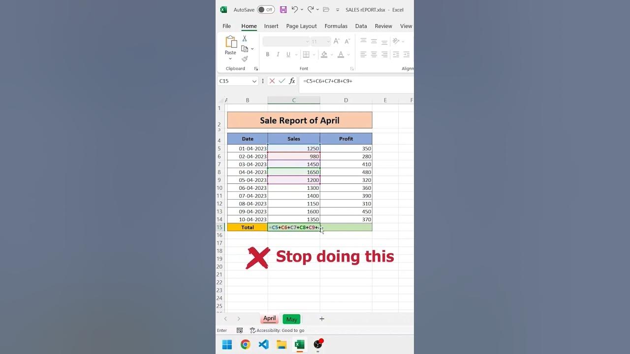 Excel Sum Formula Excel Exceltips Excelbeginners Excelbasics Youtube