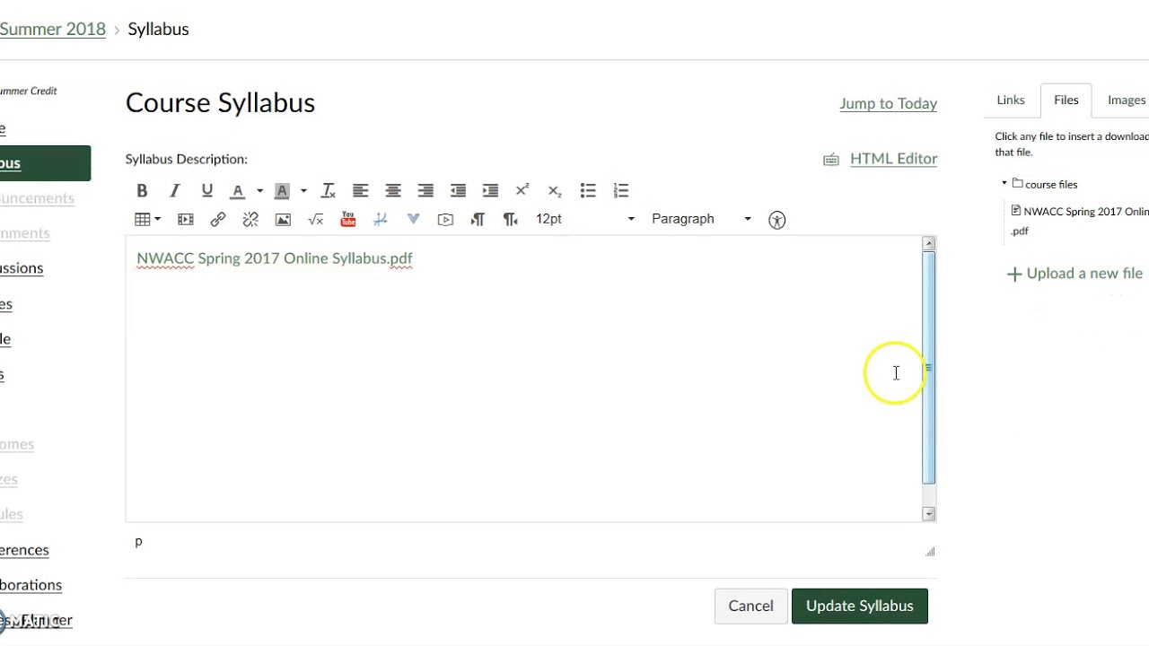 How to Upload a Syllabus to Canvas - YouTube