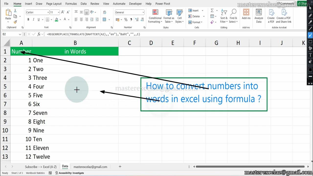 How to convert numbers into words using formula in excel - MS Excel Tips and Tricks - YouTube