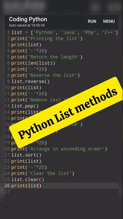 Python List Methods Itzrafiq Computerscience Python Pythontricks