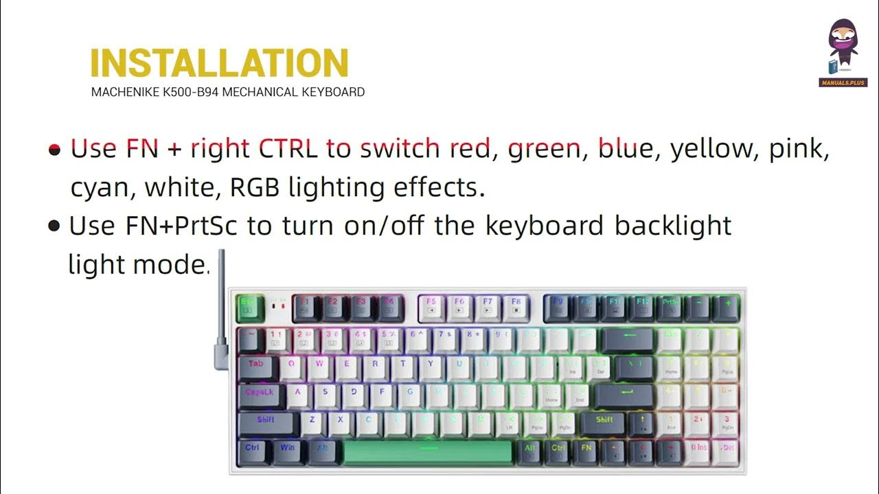 MACHENIKE K500-B94 Mechanical Gaming Keyboard User Manual - YouTube