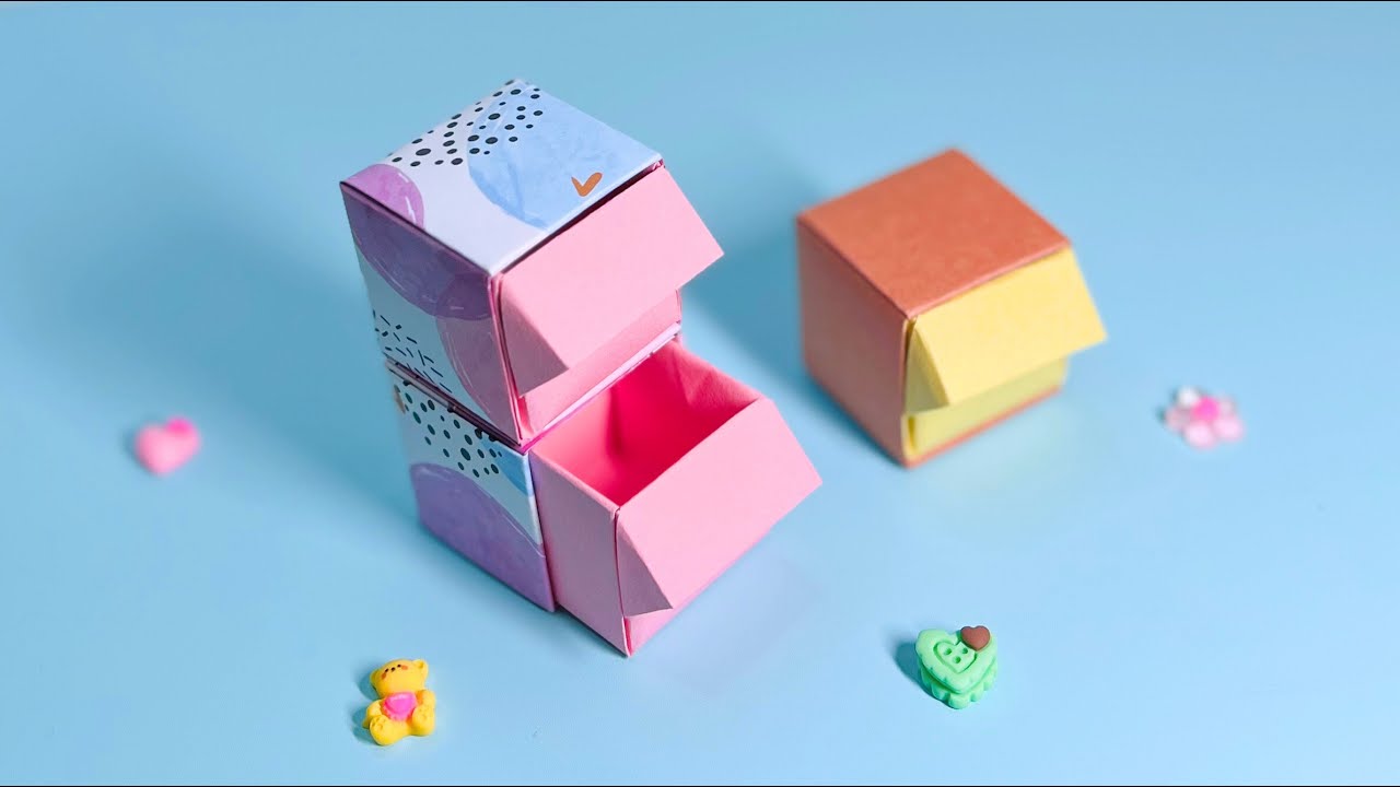 Mini Origami Drawer Box | Paper Storage Box | Origami Tutorial | DIY ...