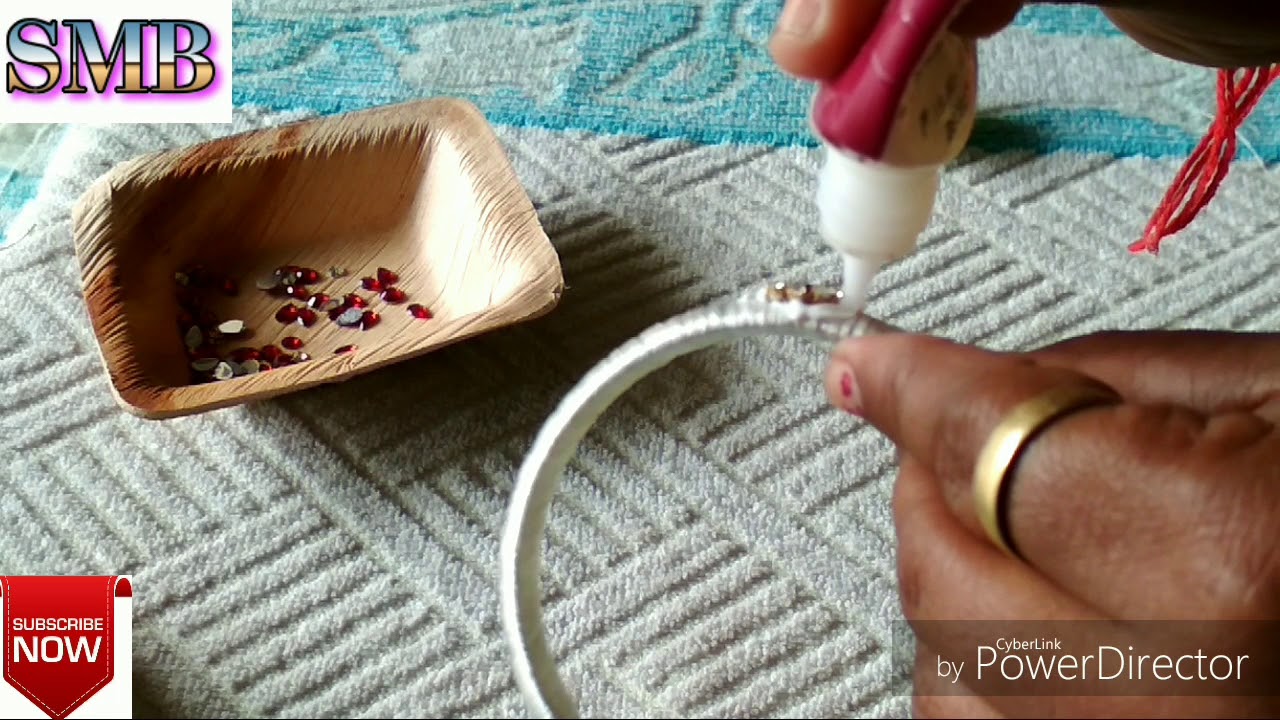 How to make silk thread Kundan bangle at home - YouTube