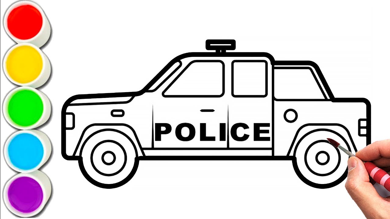 Police Car Drawing, Painting & Coloring For Kids and Toddlers_ Child ...