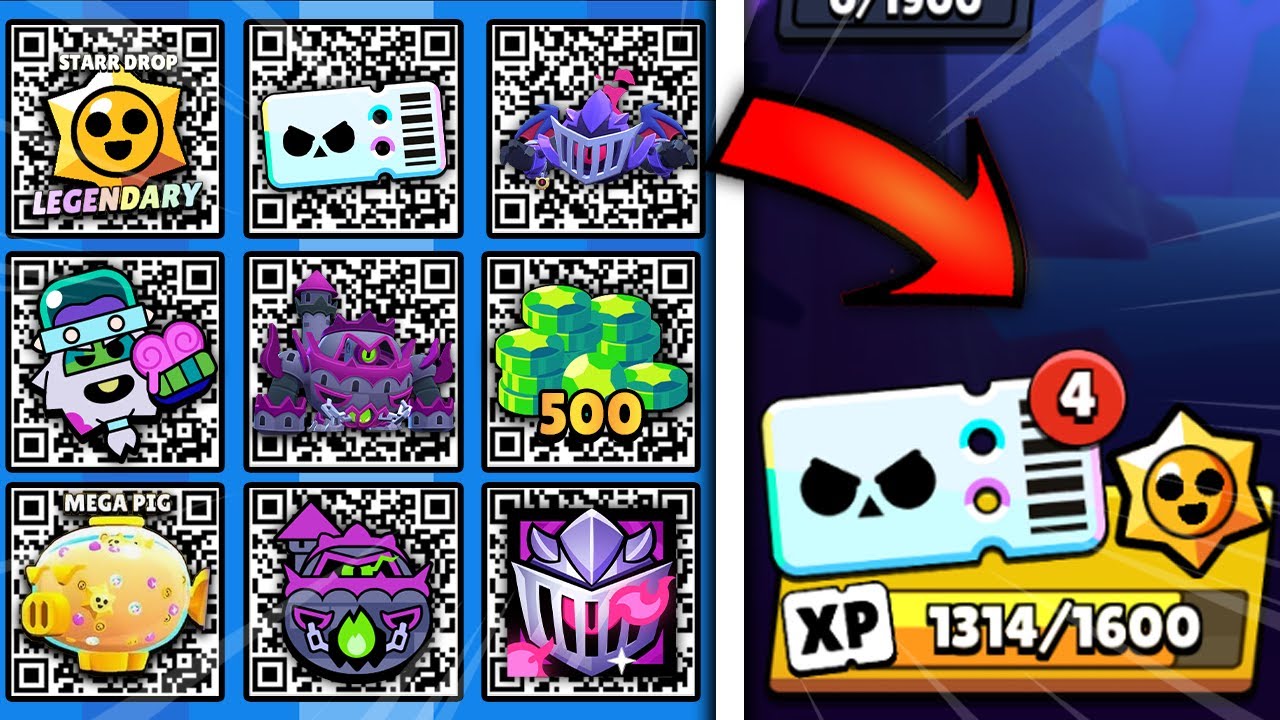 FREE ALL QR CODES SKINS LEGENDARY, GEMS, BRAWL PASS+ In Brawl Stars 🎁 ...