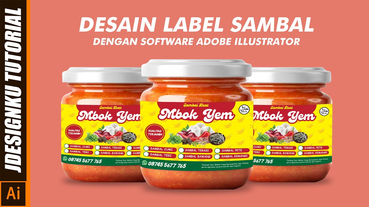 Cara membuat desain label sambal di adobe illustrator - YouTube