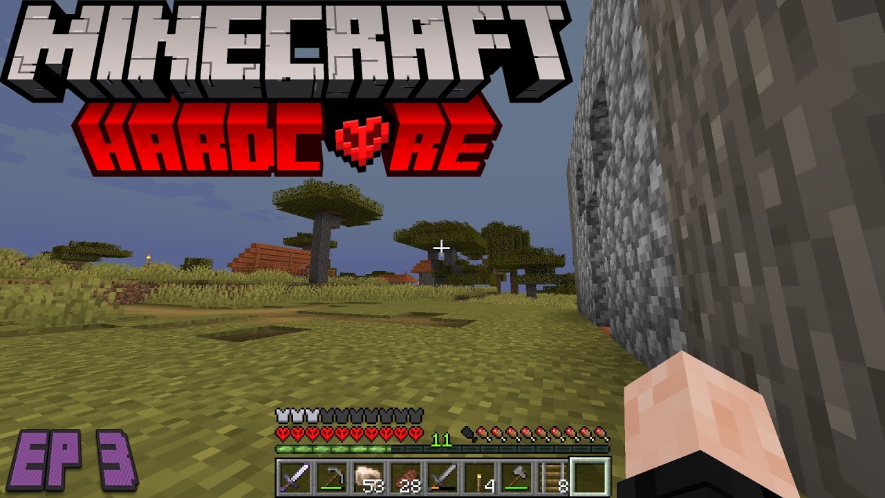 Minecraft Hardcore ep 3 Building on this lonely world - YouTube