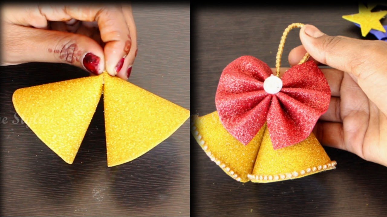DIY Christmas Bell With Glitter Paper ||Christmas Bell making idea # ...