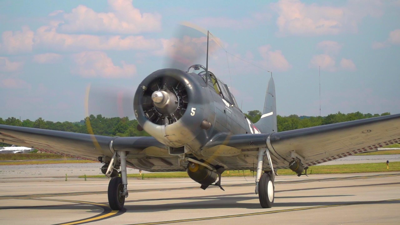 Curtiss SB2C Helldiver engine startup, P-51start up, SBD Dauntless, Jap ...