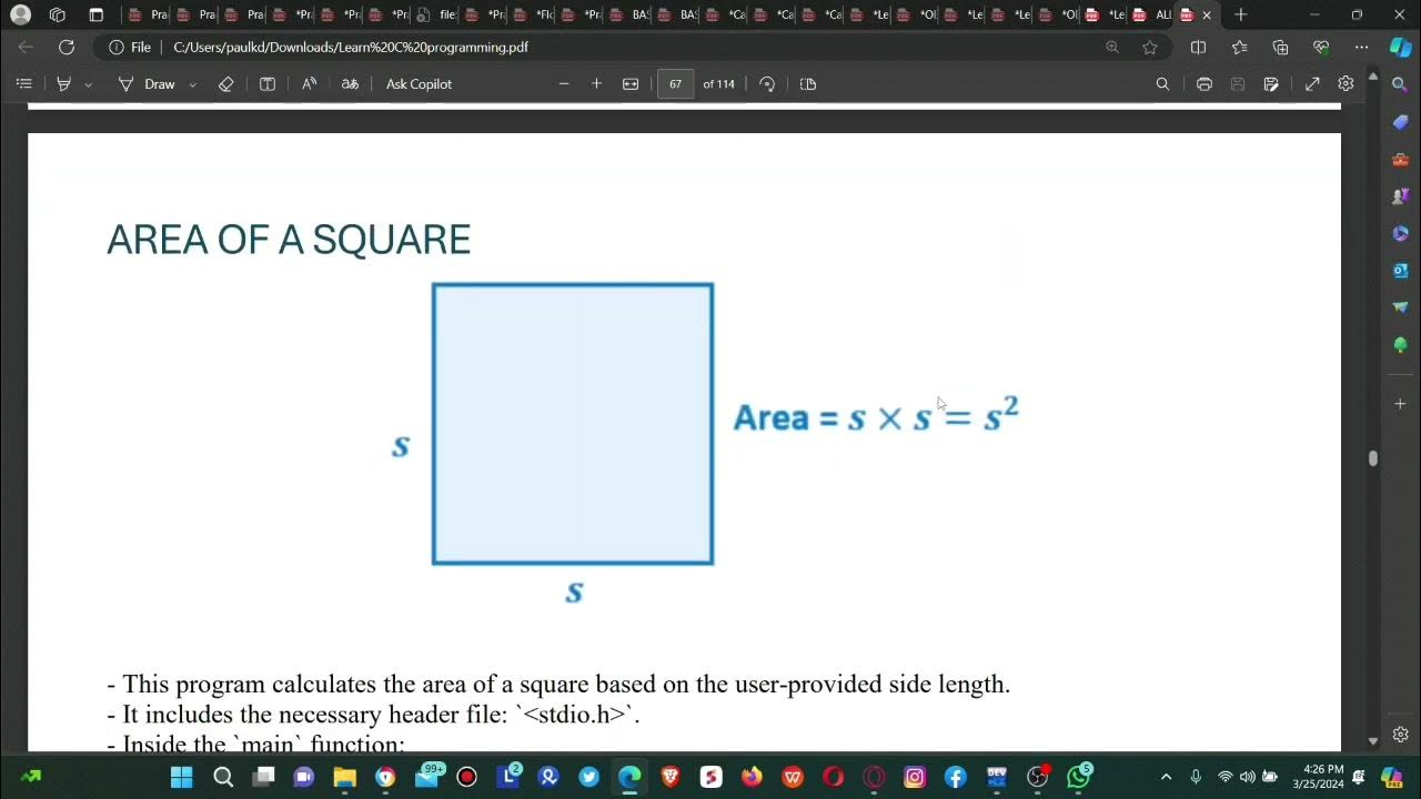AREA OF A SQUARE in C Programming #C-Programming #Coding - YouTube