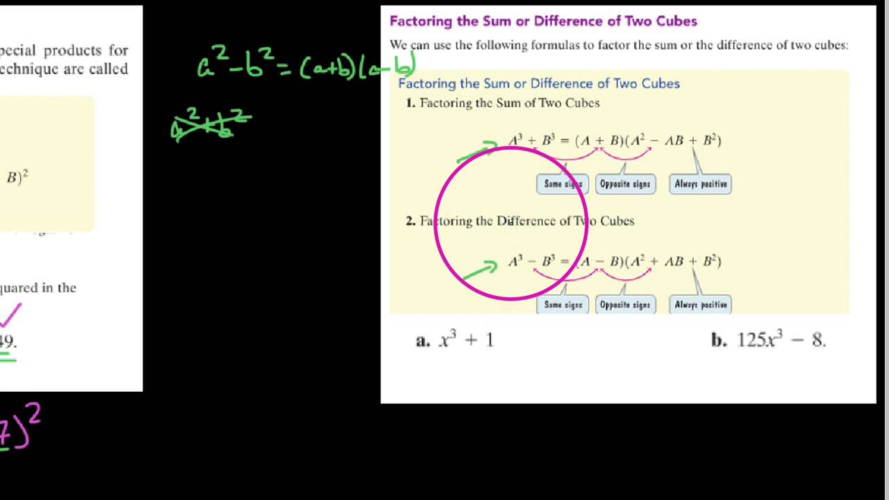 Alg 3 P5.4, Factoring, perfect square trinomials & sums/differences of ...