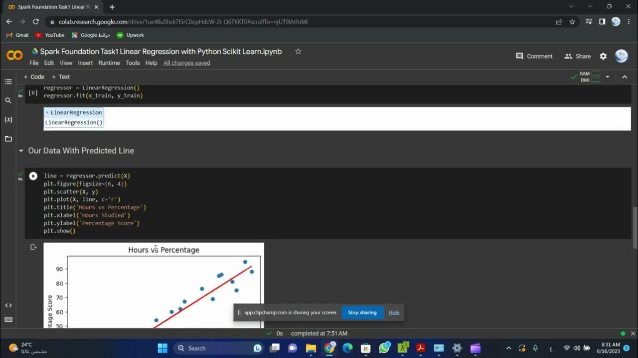 Spark Foundation Task1 Linear Regression with Python Scikit Learn - YouTube