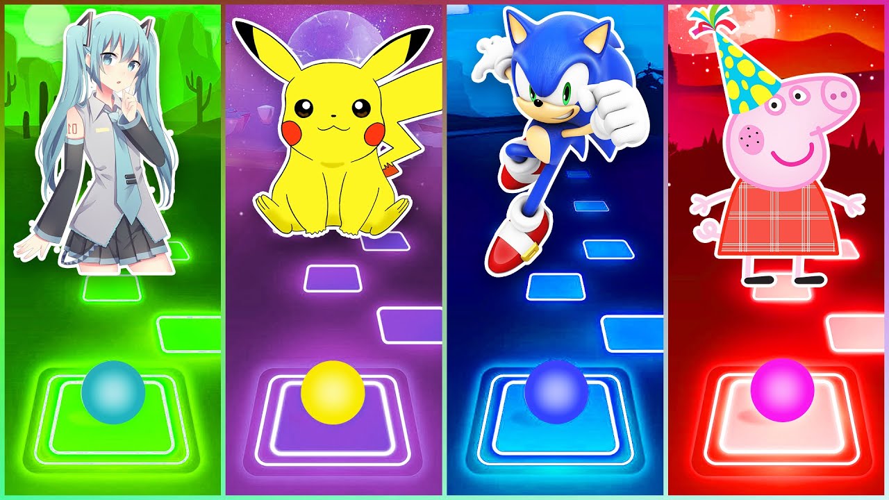 Miku + Pikachu + Sonic + Peppa Pig | Tiles Hop EDM Rush! - YouTube
