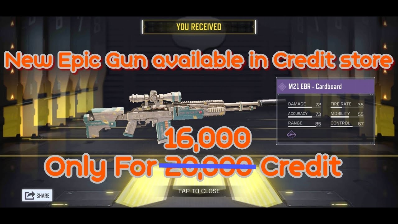 CODM | New epic gun available in credit store | M21 EBR - Cardboard ...