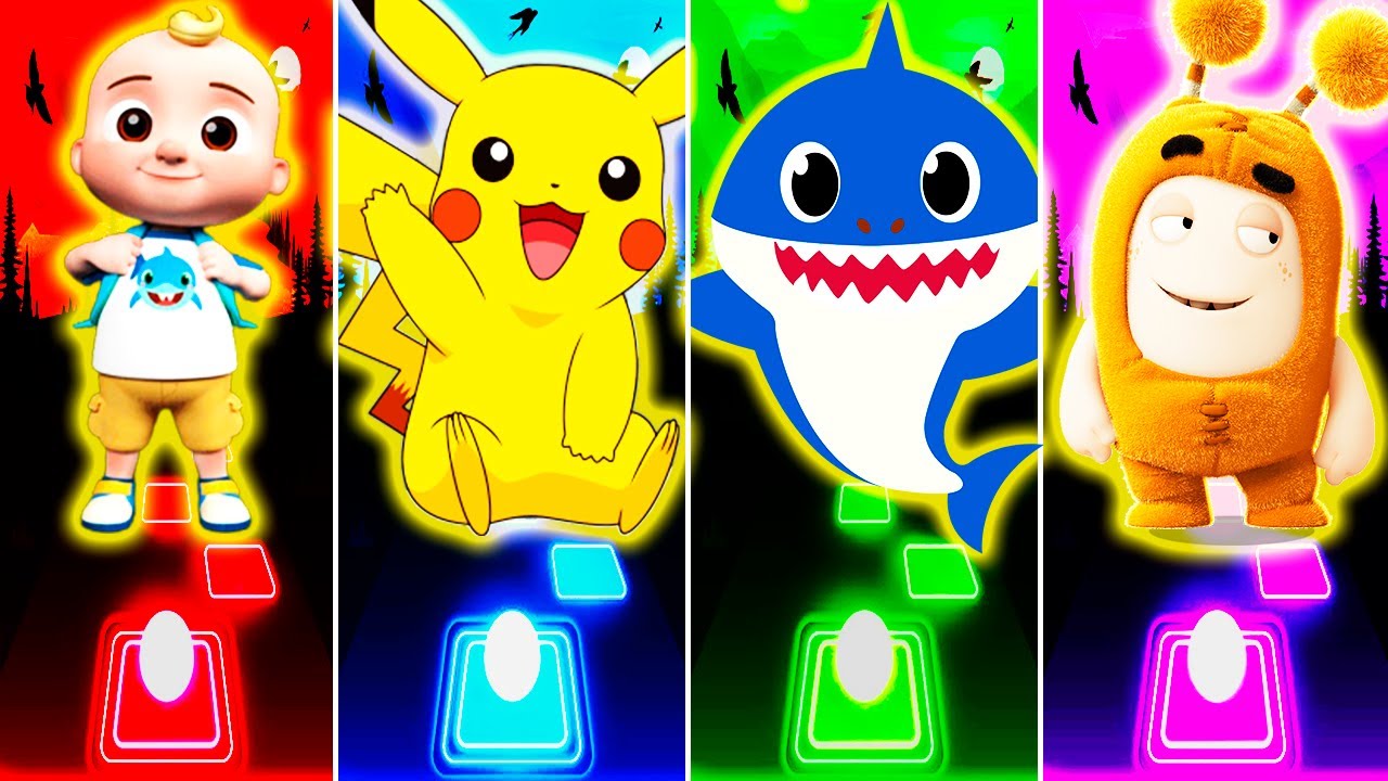 Cocomelon 🆚 Pikachu 🆚 Baby Shark 🆚 Oddbods Slick. 🎶 Who Will Win ? 🎯🎯 ...