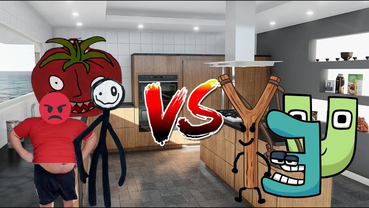 Mr. tomato, Nikocado and color or die stickman vs Sling shot, U and E ...