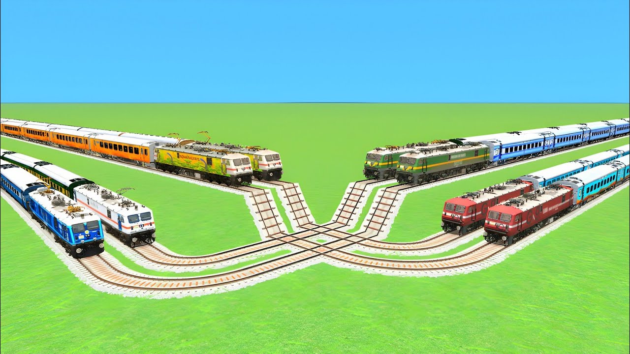 8 MULTIPLE TRAINS JUMP FROM TOP HEIGHT😱 TO THE SHARP TURN BEANG DRIVE ...