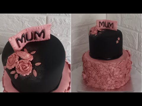 2 tier Rose Gold and Black Cake Design | Fondant cake Tutorial | Bas relief cake | Sugarpot Delights