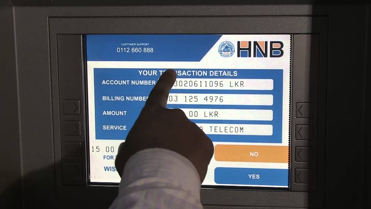 Pay your telephone bill via your HNB card at HNB ATM - YouTube