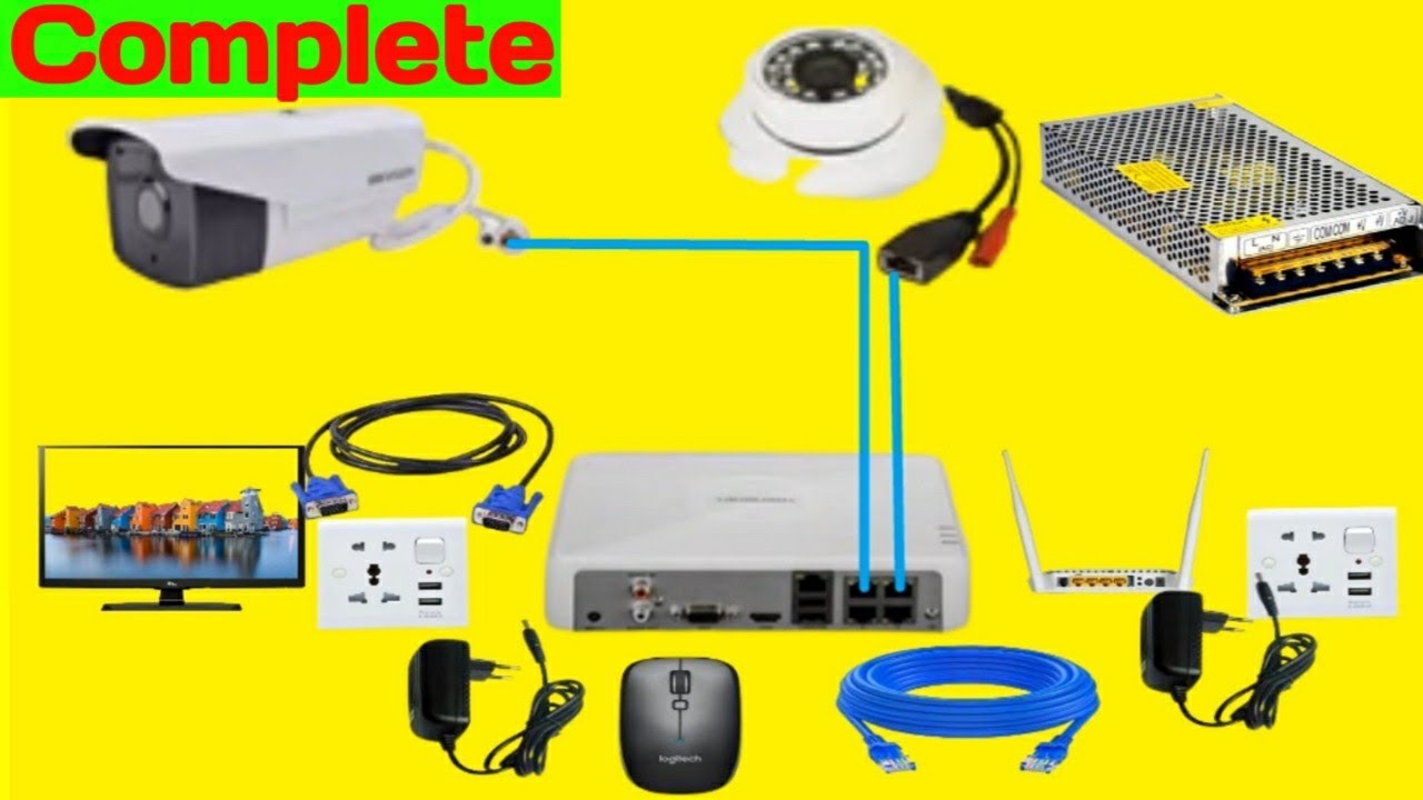 Complete CCTV Cameras Wired With DVR || How to CCTV Camera Proper ...