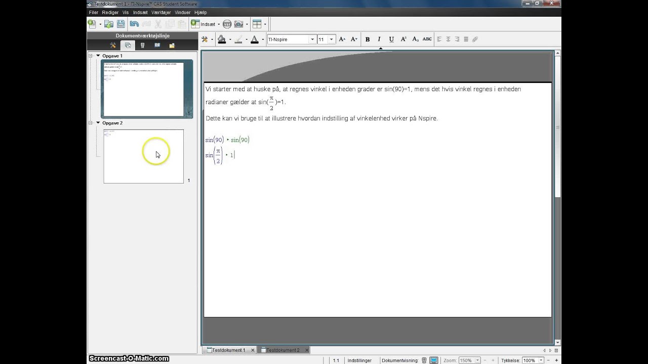 Indstilling af grader og radianer i Nspire - YouTube