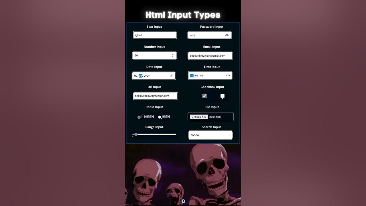 Html Input Types Codewith Muhilan Css Coding Youtube