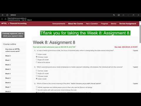 Financial Accounting Week 8 Assignment 8 NPTEL 2023 - YouTube