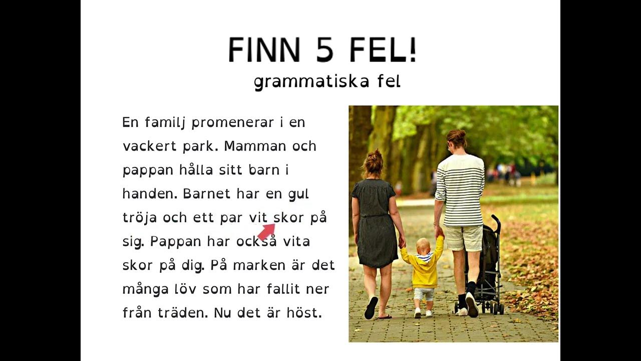 How to learn Swedish FINN 5 FEL Grammatik, läsförståelse Text till en bild. Kan du hitta felen ...
