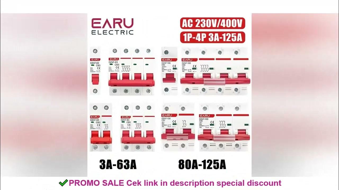 1P 2P 3P 4P DZ47 3A-125A AC 230V 400V C Type Mini Circuit Breaker MCB Short Overload Protector ...
