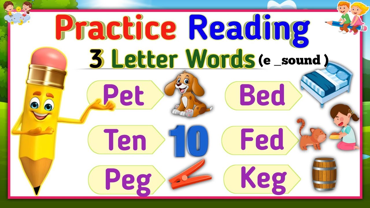 3 Letter Words | CVC Words | Learn To Read 3 Letter Words | Phonics ...