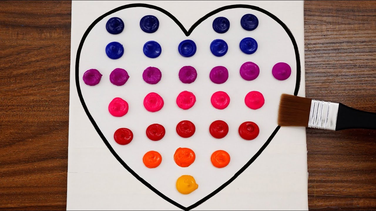 Simple & Easy Heart Acrylic Painting on Canvas Step by Step #1106 ...