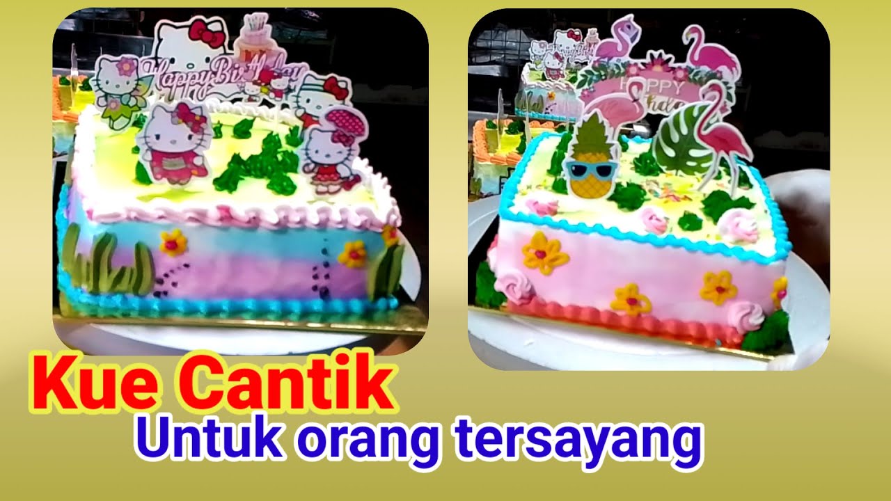Proses dekorasi kue ulang tahun nuansa taman |Topper cake |Hello Kitty ...