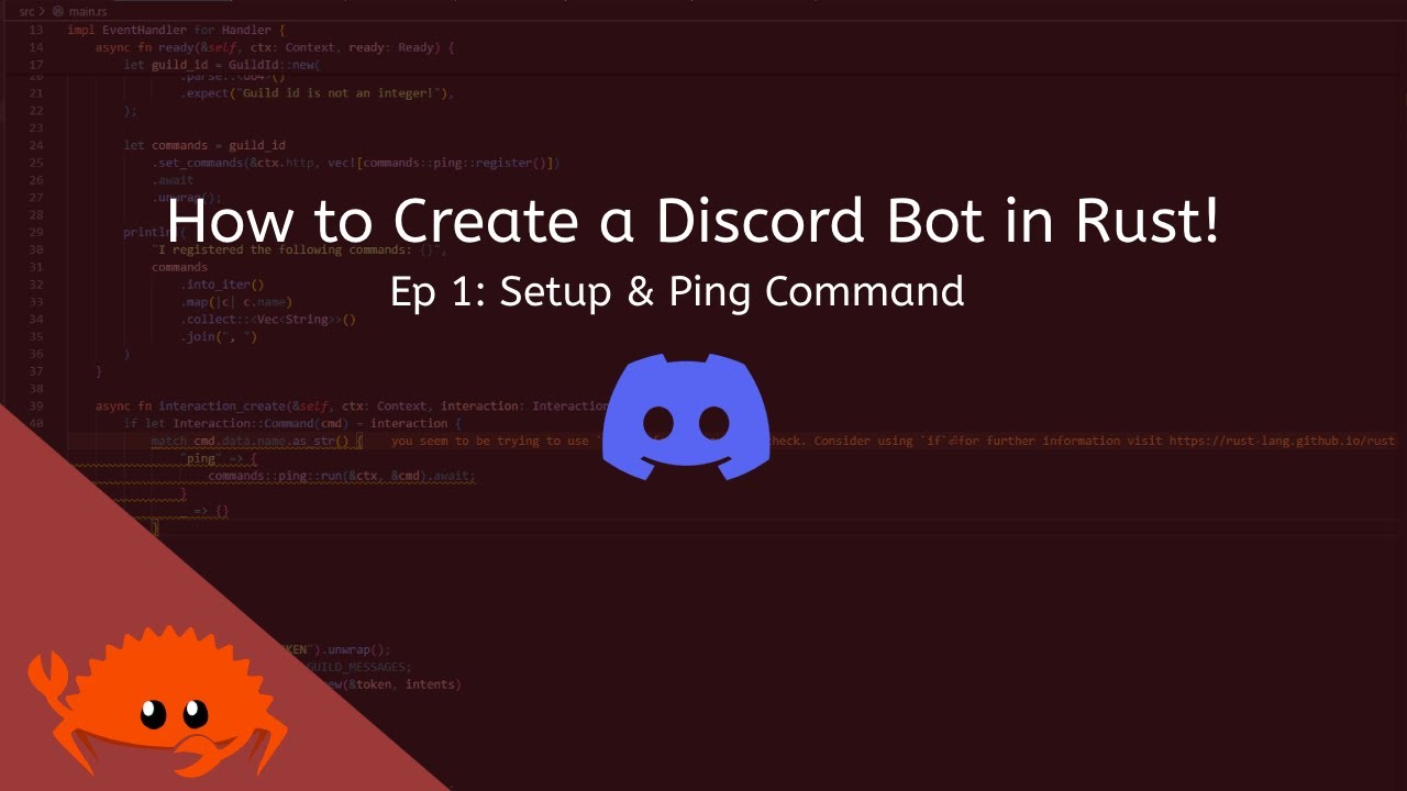 Rust How To Make A Discord Bot Tutorial Ep 1 Setup And Ping Command