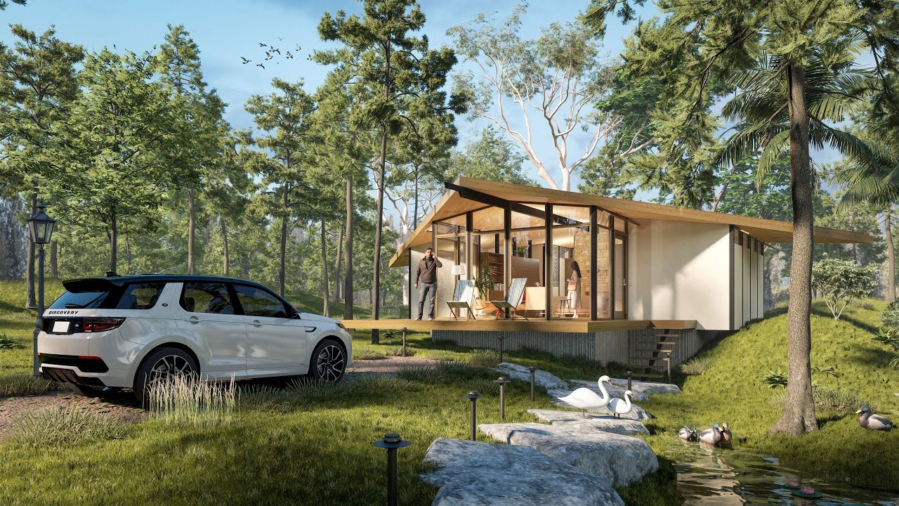 Sketchup Realistic Architecture Rendering with Enscape - Cabin in the ...