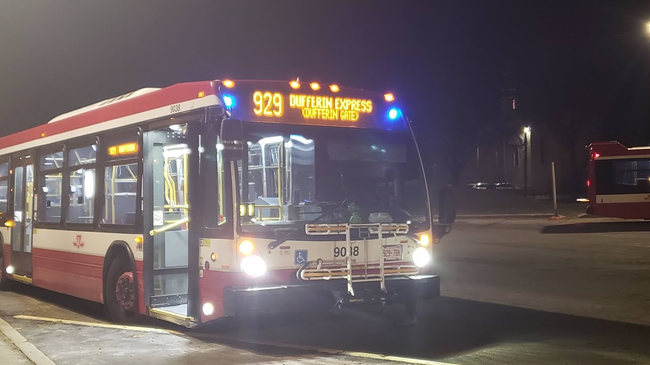 TTC Nova Bus LFS Artic #9038 on Route 929 Dufferin Express - YouTube